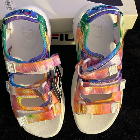 Fila | Shoes | Nwt In Box Fila Girls Tie Dye 5 Youth Sandal Athletic ...